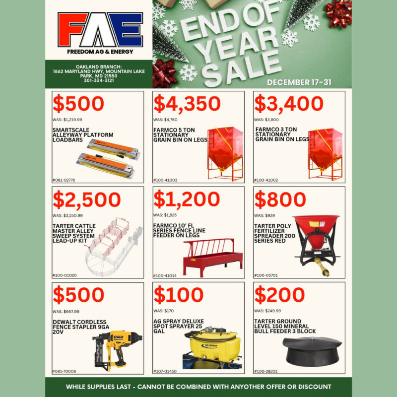 End Of Year Sale - Oakland - Virginia - Maryland - West Virginia ...