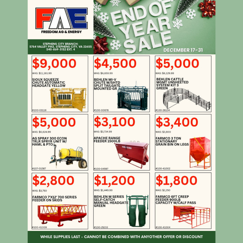 End Of Year Sale - Stephens City - Virginia - Maryland - West Virginia ...